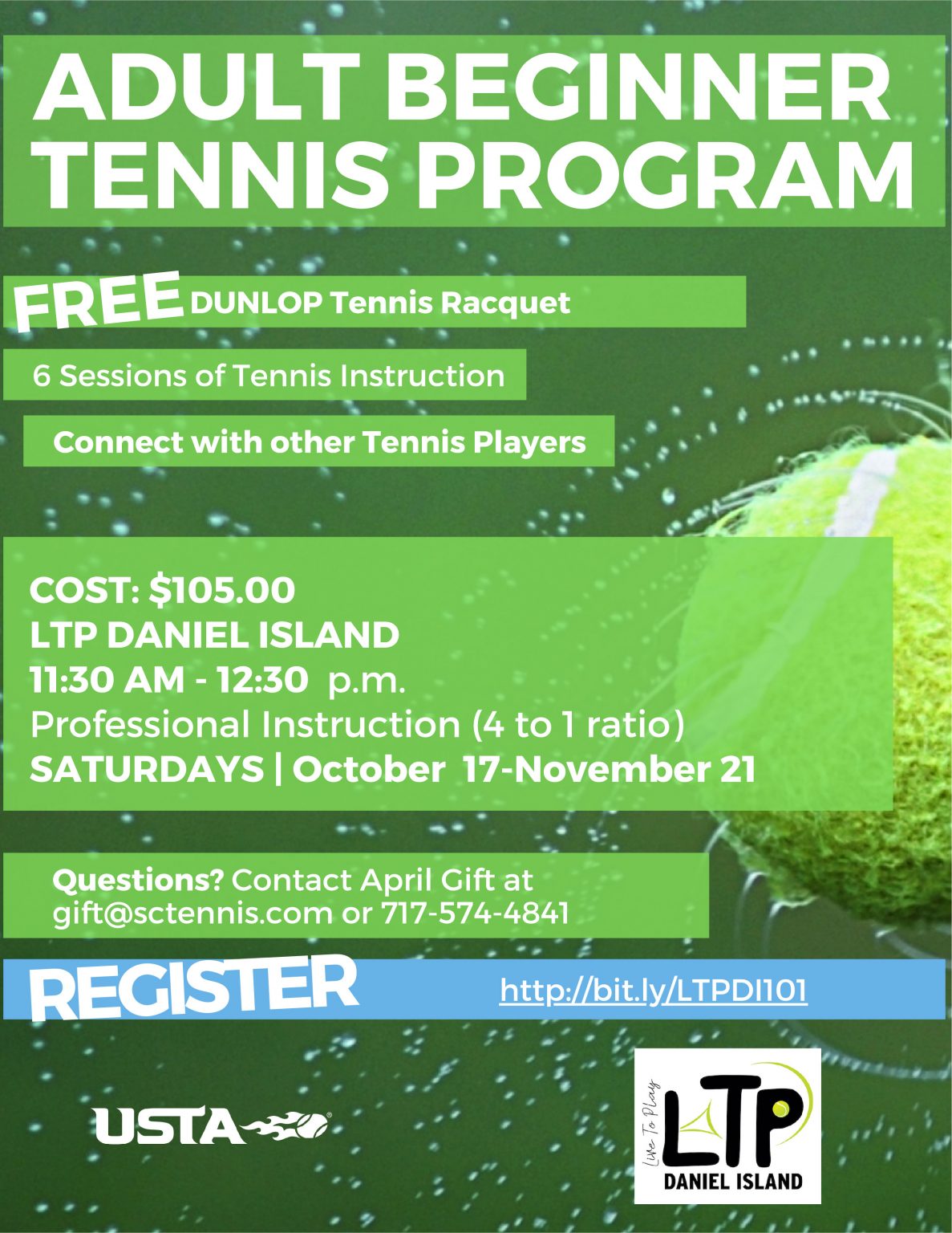 LTP Daniel Island is offering an Adult Beginner Tennis Program ...